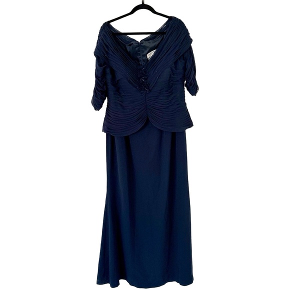 Daymor Couture | Dresses | Daymor Couture Evening Gown Navy Blue Ruched ...